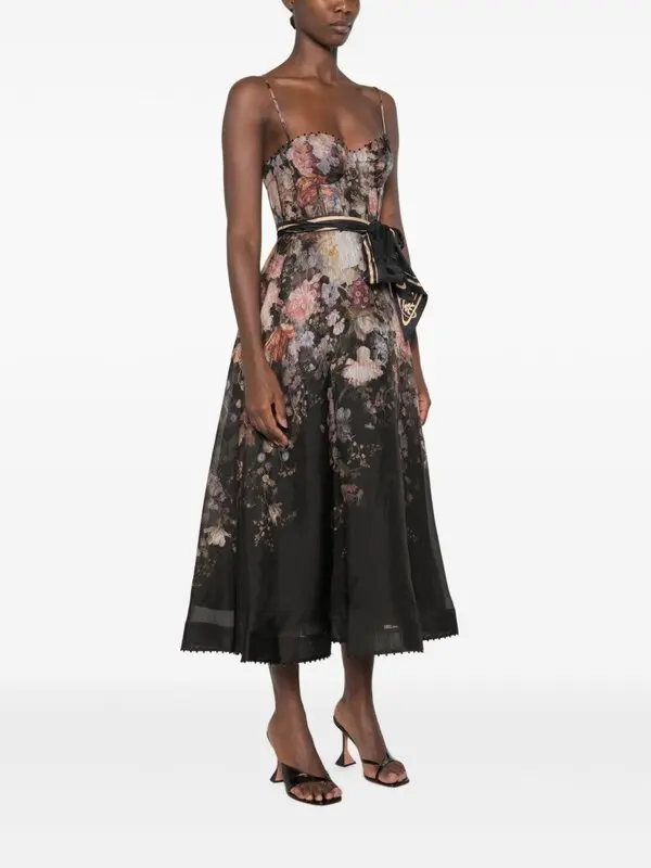 Zimmermann Valiant Linen And Silk Midi Dress - Black
