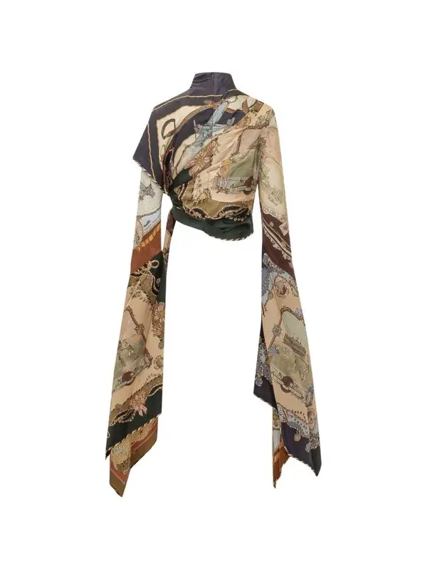 Zimmermann Valiant Printed Silk Top - Brown