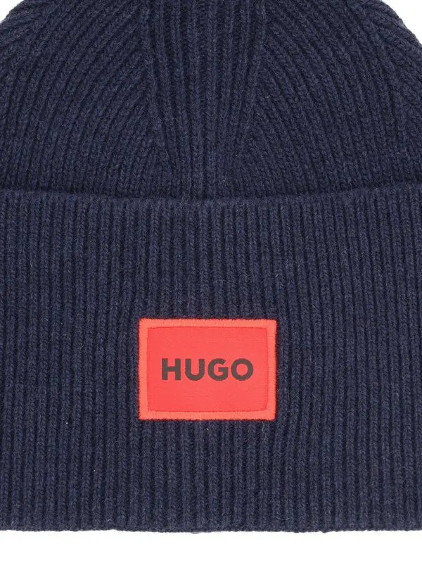 Hugo Ribbed Beanie - Blue