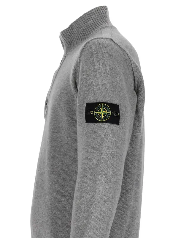Stone Island Maglia Con Bottoni E Patch Logo