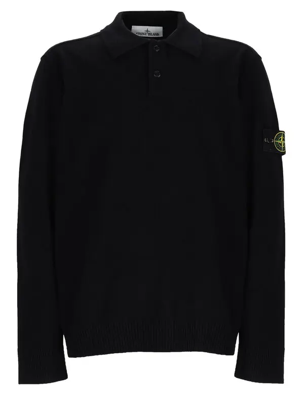 Stone Island Polo In Maglia Con Patch Logo
