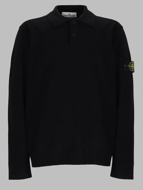 Stone Island Polo In Maglia Con Patch Logo