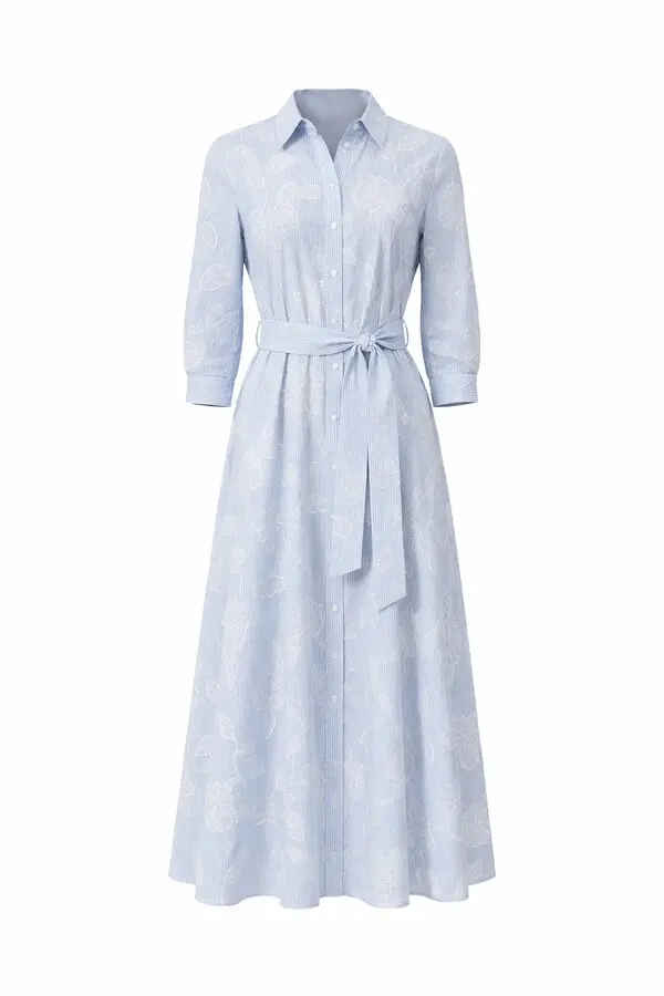 EXQUISE Jacquard Midi Shirt Dress