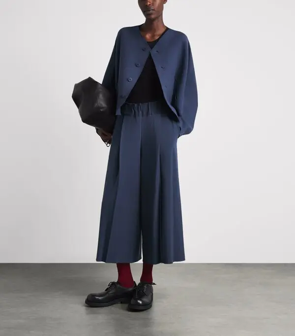 Issey Miyake Cropped Campagne Wide-leg Trousers