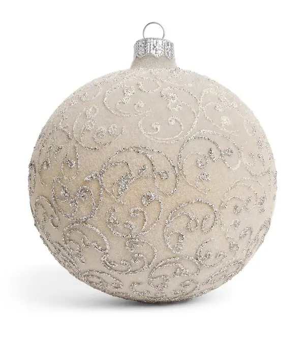 Harrods Velvet Swirl-pattern Bauble - Beige