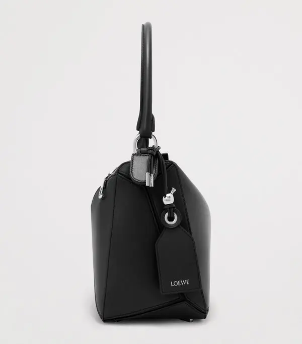 Loewe Medium Leather Featherlight Puzzle Top-handle Bag - Black
