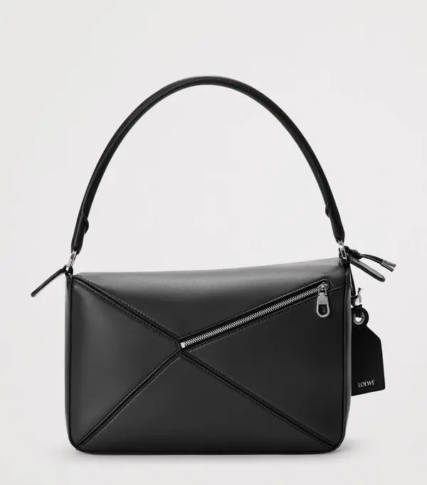 Loewe Medium Leather Featherlight Puzzle Top-handle Bag - Black