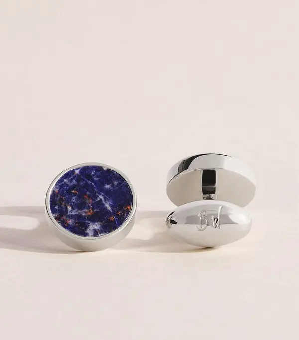 BABETTE WASSERMAN LONDON Rhodium-plated Sodalite Deco Cufflinks