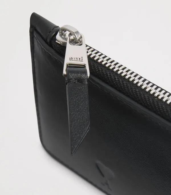 AMI Paris Leather Zipped Card Holder