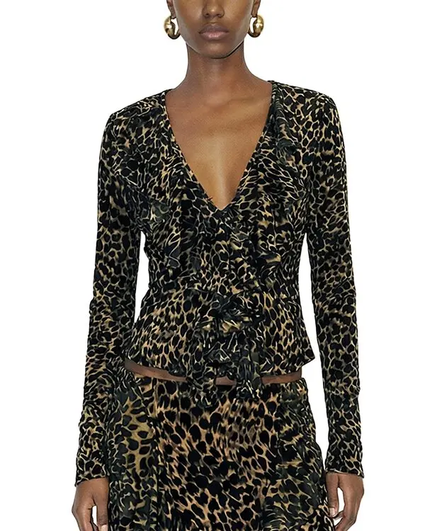 Ronny Kobo Marian Ruffled Blouse - Leopard