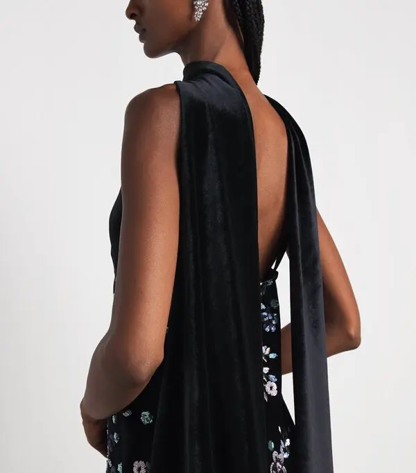Talbot Runhof Velvet Floral Sequin Gown