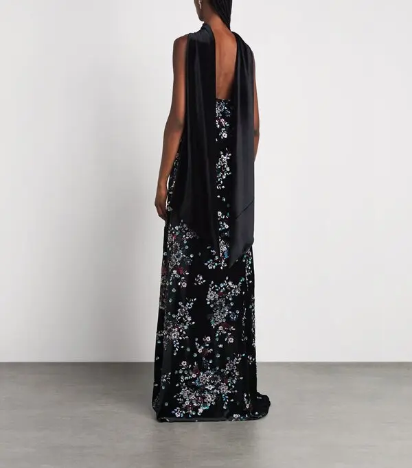 Talbot Runhof Velvet Floral Sequin Gown