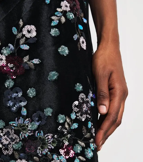 Talbot Runhof Velvet Floral Sequin Gown