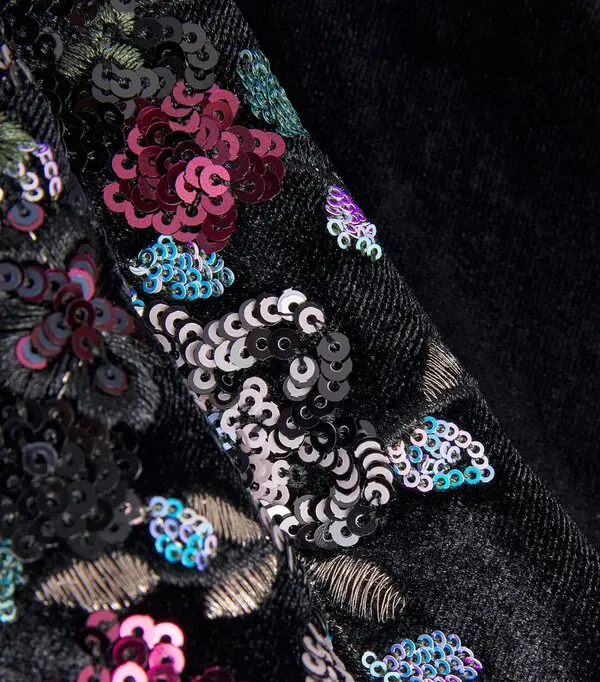 Talbot Runhof Velvet Floral Sequin Gown