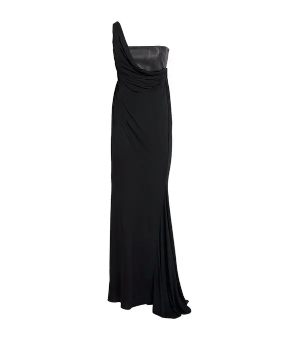 Alex Perry Leather-jersey Asymmetric Gown