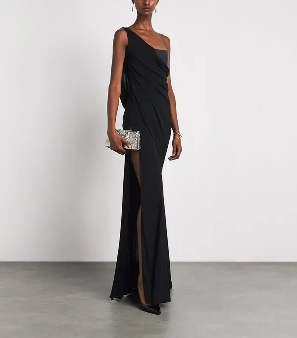 Alex Perry Leather-jersey Asymmetric Gown
