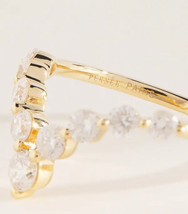 PERSEE Gold And Diamond Wave Dome Ring