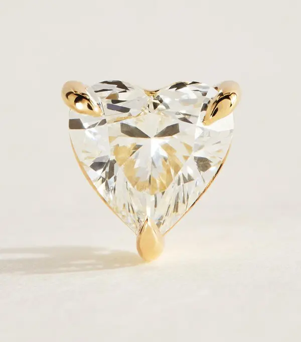 PERSEE Gold And Heart Diamond Single Stud Earring - Yellow