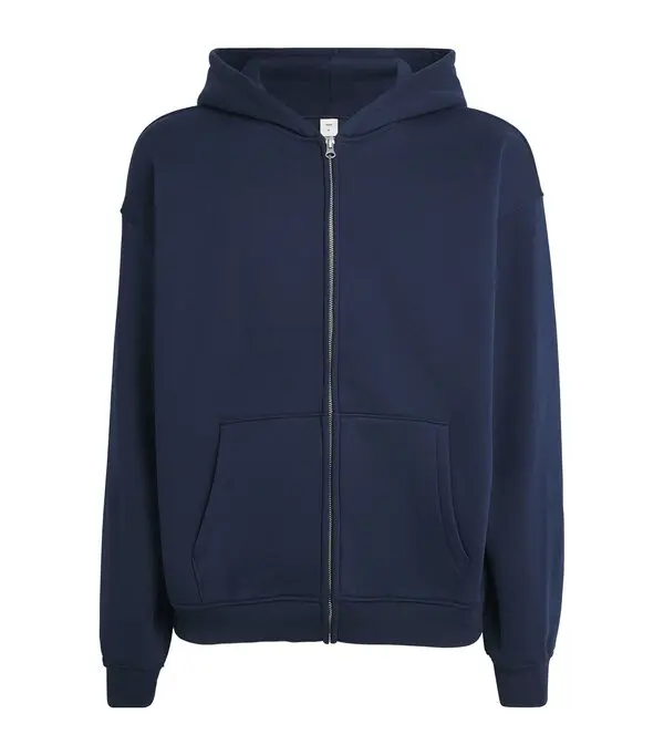SKIMS Fleece Lounge Relaxed Zip-up Hoodie - Navy