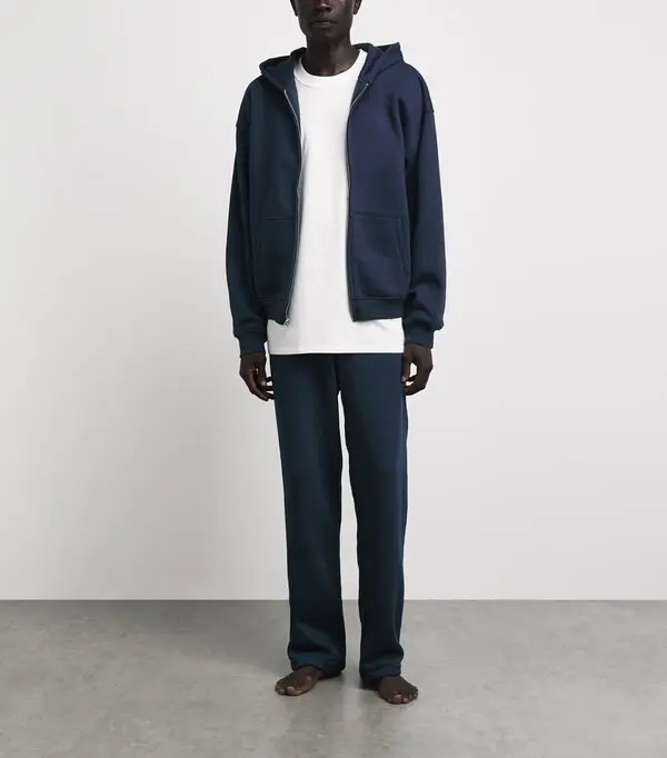 SKIMS Fleece Lounge Relaxed Zip-up Hoodie - Navy