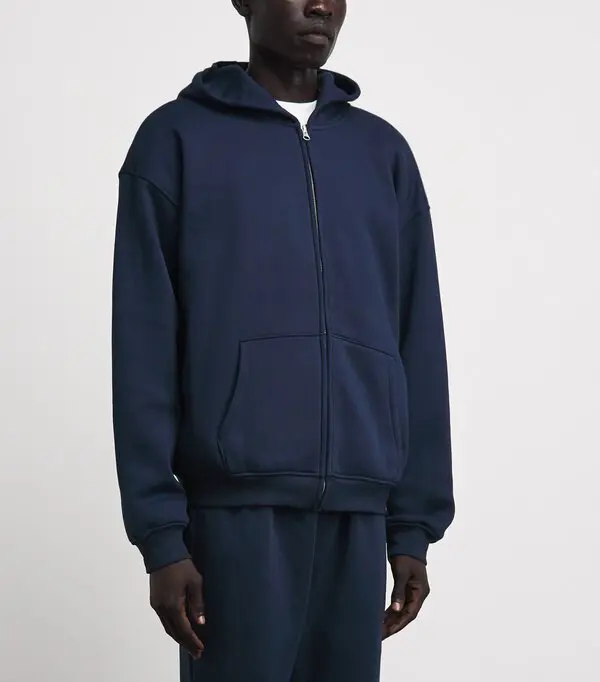 SKIMS Fleece Lounge Relaxed Zip-up Hoodie - Navy