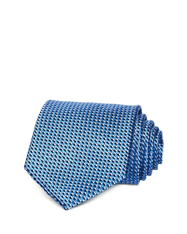 David Donahue Jacquard Classic Silk Neck Tie - Blue