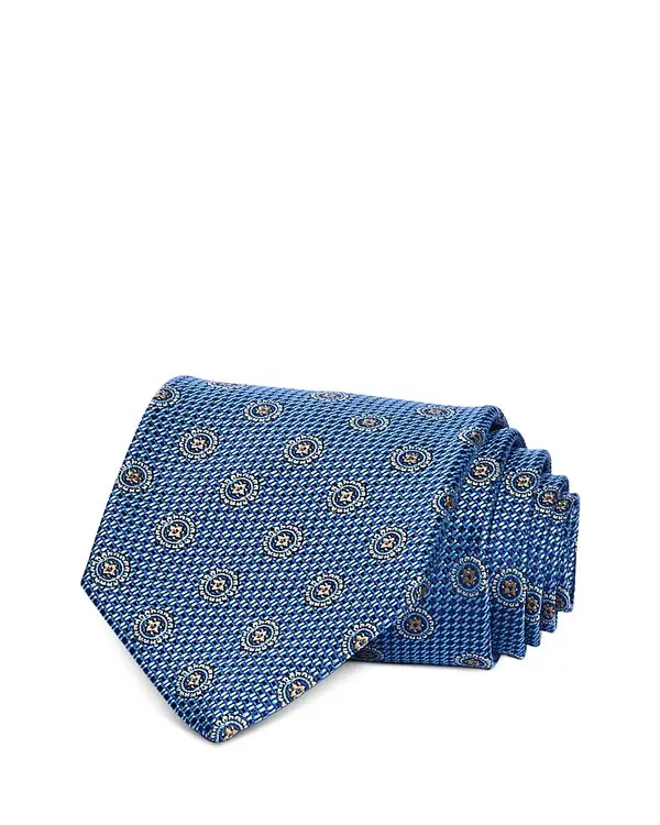 David Donahue Medallion Classic Silk Tie - Blue
