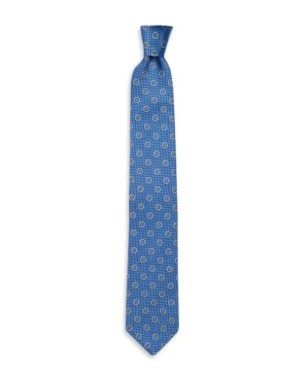David Donahue Medallion Classic Silk Tie - Blue