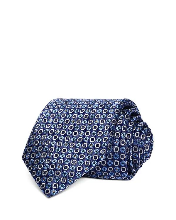 David Donahue Neat Jacquard Classic Silk Tie - Navy