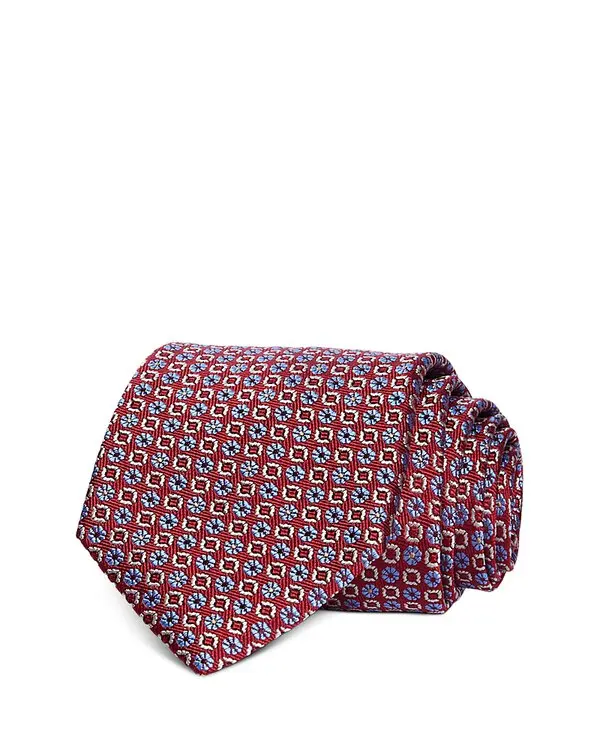 David Donahue Neat Jacquard Classic Silk Tie - Red