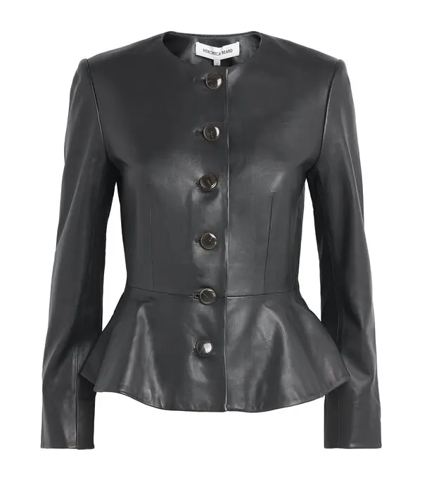Veronica Beard Lambskin Quinn Peplum Jacket