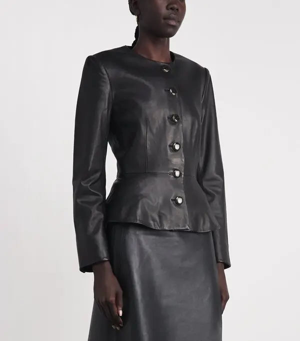 Veronica Beard Lambskin Quinn Peplum Jacket