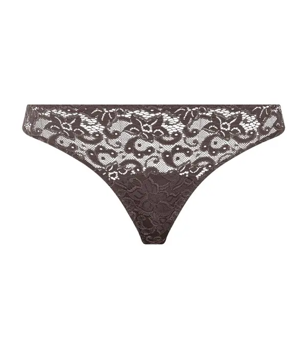 Hanro Lace Moments Thong - Brown