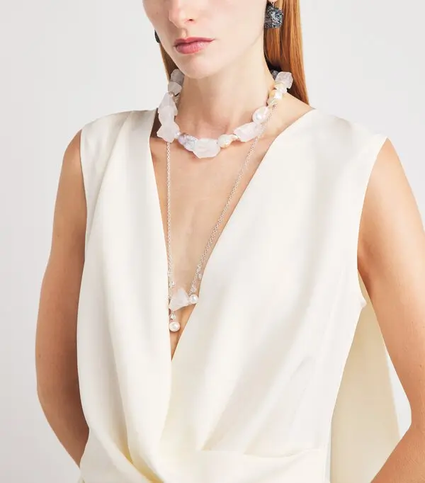 Completedworks Quartz And Obsidian Choker
