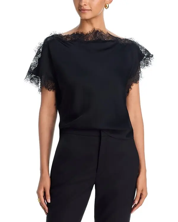 A.L.C. Luna Lace Trim Top - Black