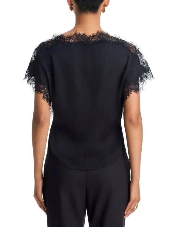 A.L.C. Luna Lace Trim Top - Black