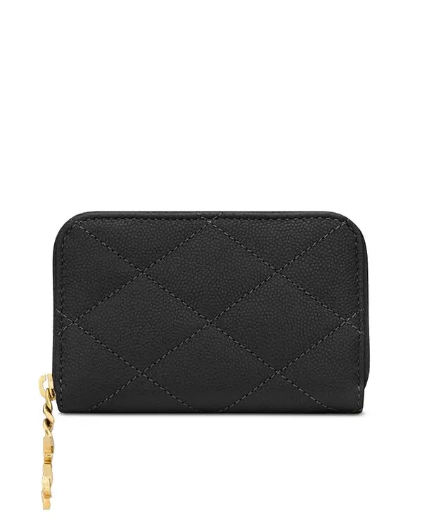 Saint Laurent Cassandre Bijou Change Purse In Grain De Poudre Leather - Black