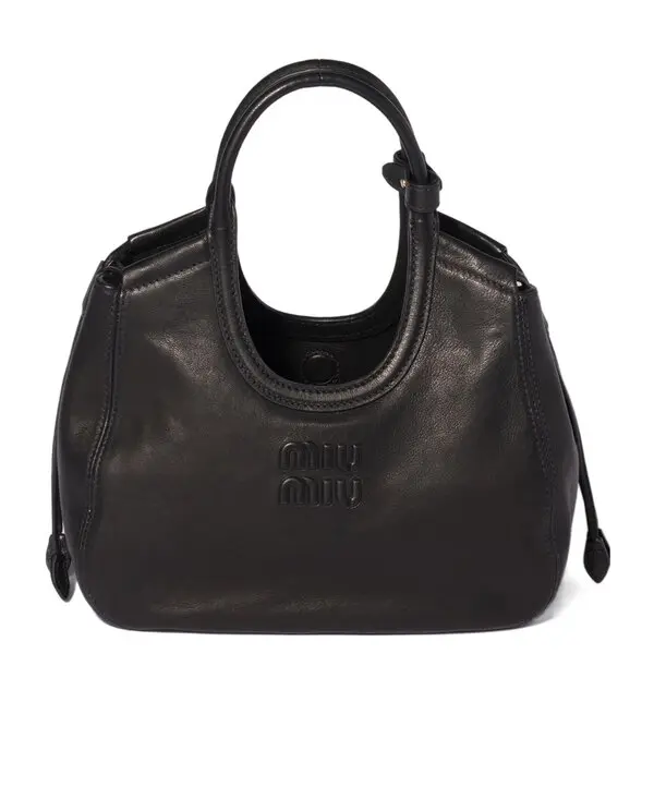 Miu Miu Ivy Nappa Leather Tote Bag - Black