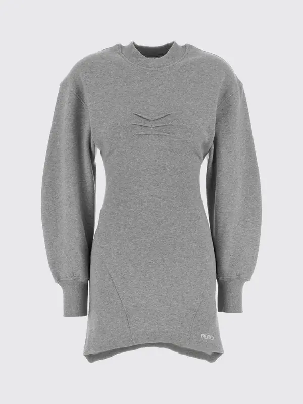 Attico Asymmetrical Mini Sweatshirt Dress In Cotton