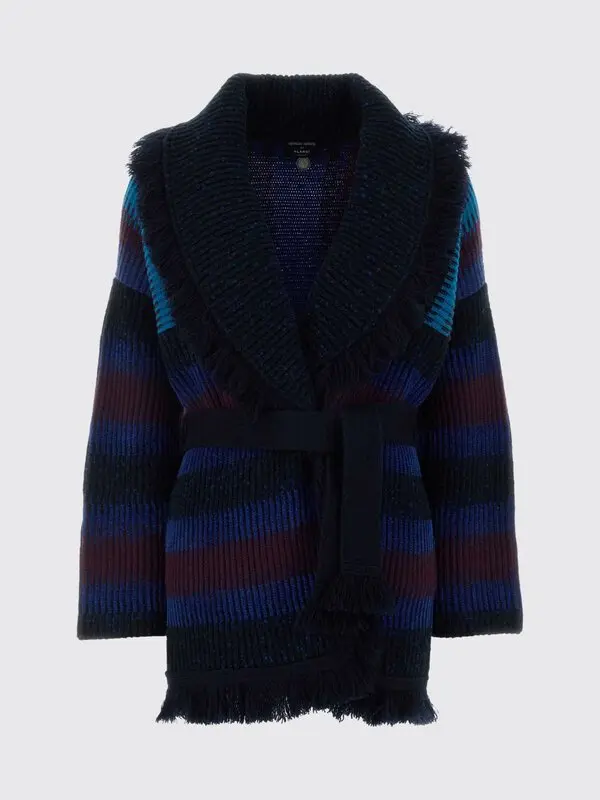 Giorgio Armani Striped Fringe Belted Sweater