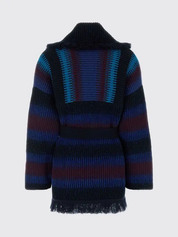 Giorgio Armani Striped Fringe Belted Sweater