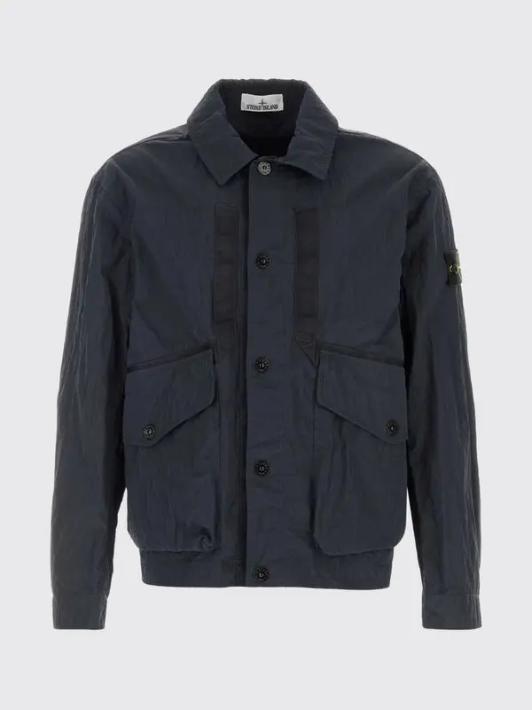 Stone Island Water-repellent Nylon Shirt Jacket With Compass Logo