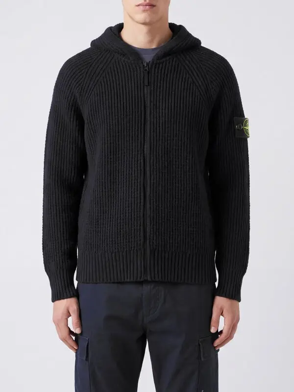 Stone Island Cotton Zip-up Hoodie With Compass Logo