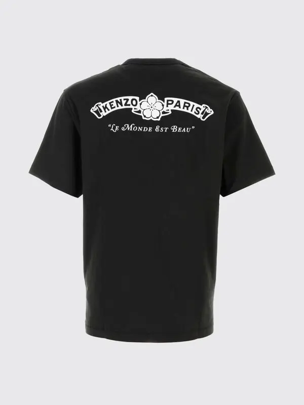 Kenzo Crewneck Cotton T-shirt With Front And Back Contrast Logo