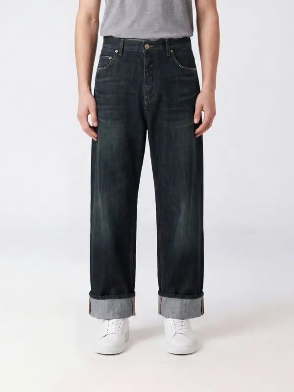 Dolce & Gabbana Wide-leg Cotton Denim Jeans With Cuffs And Logo