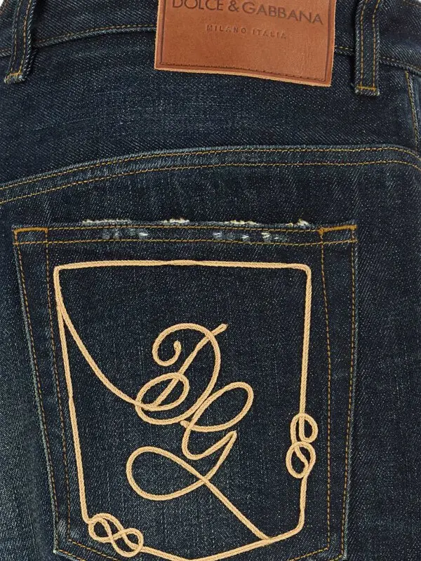 Dolce & Gabbana Wide-leg Cotton Denim Jeans With Cuffs And Logo