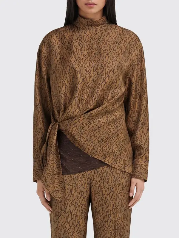 FERRAGAMO Printed Long Sleeve High Neck Top