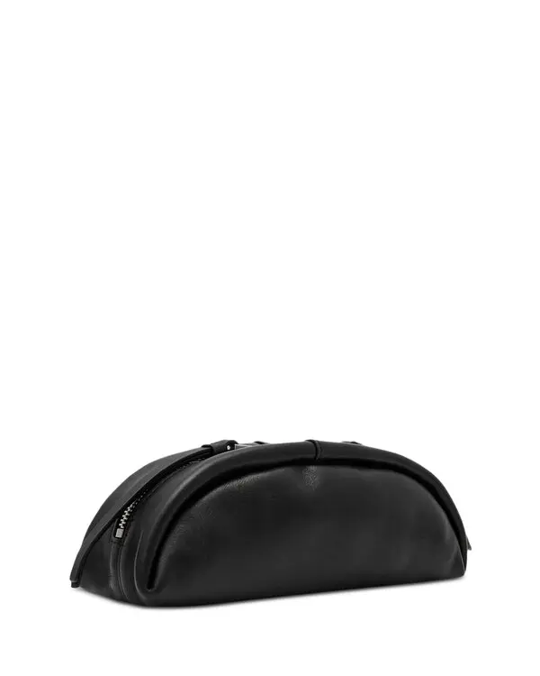 ALLSAINTS Rosalie Small Leather Pouch - Black/silver