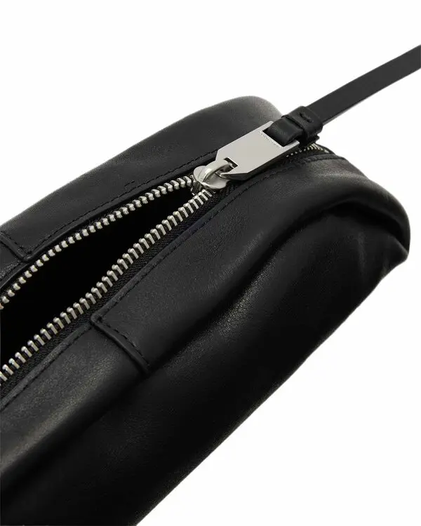 ALLSAINTS Rosalie Small Leather Pouch - Black/silver