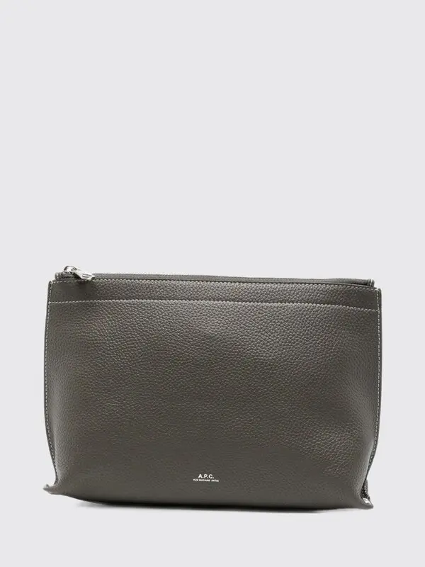 A.p.c. Hammered Calfskin Clutch - Grey